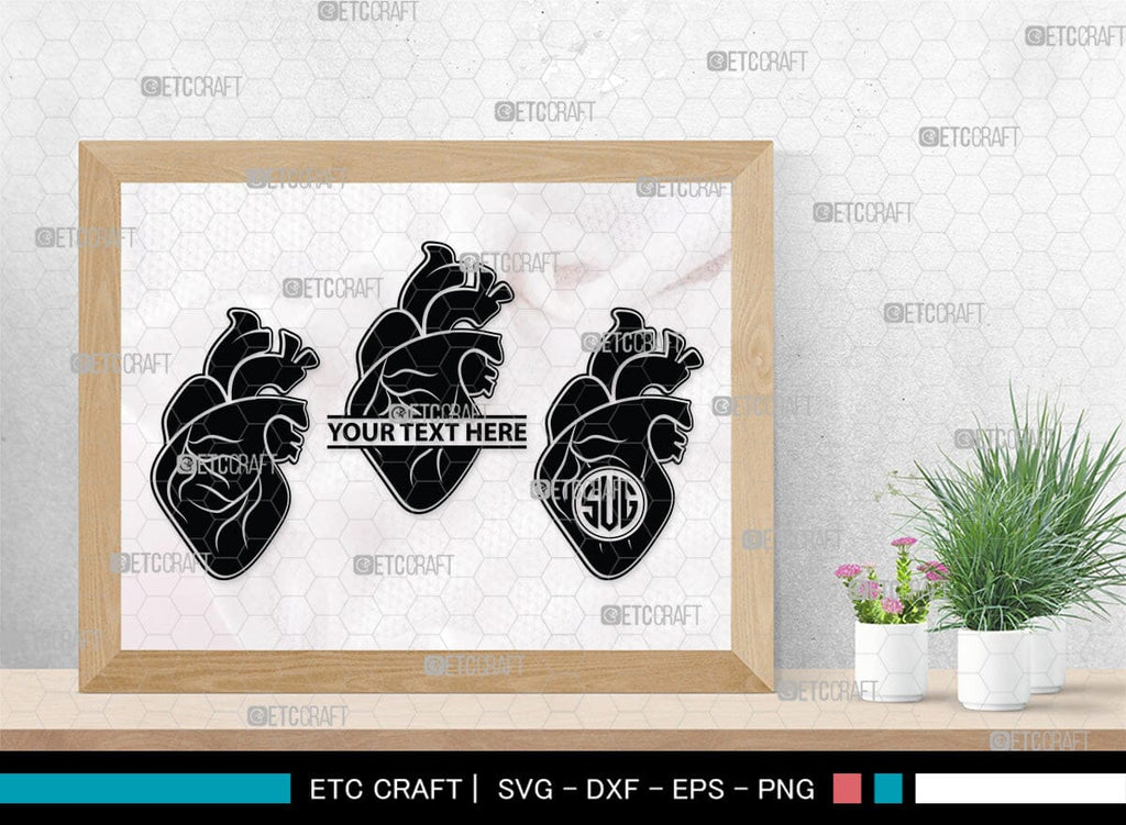 Human Heart Monogram, Human Heart Silhouette, Human Heart SVG, Heart ...