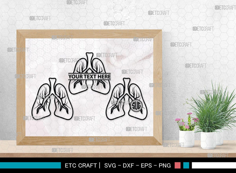 Human Lung Monogram, Human Lung Silhouette, Human Lung SVG, Lung Svg ...