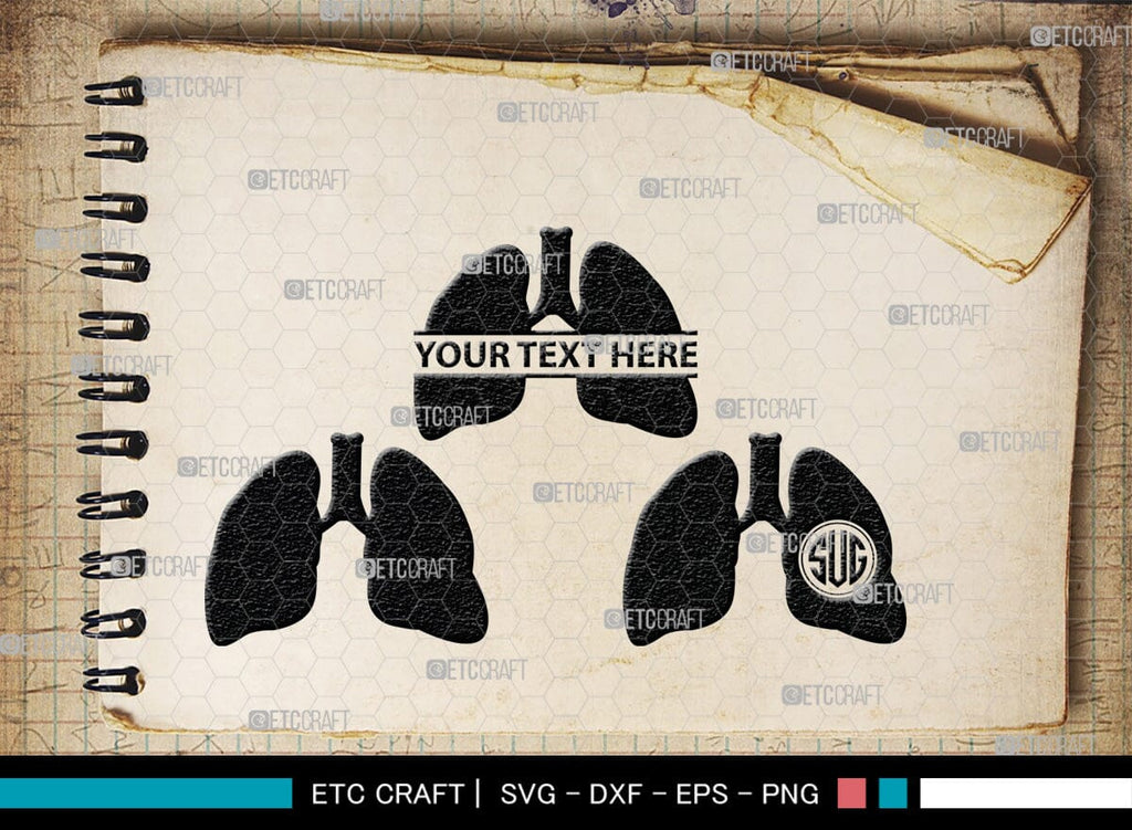 Human Lung Monogram, Human Lung Silhouette, Human Lung SVG, Lung Svg ...