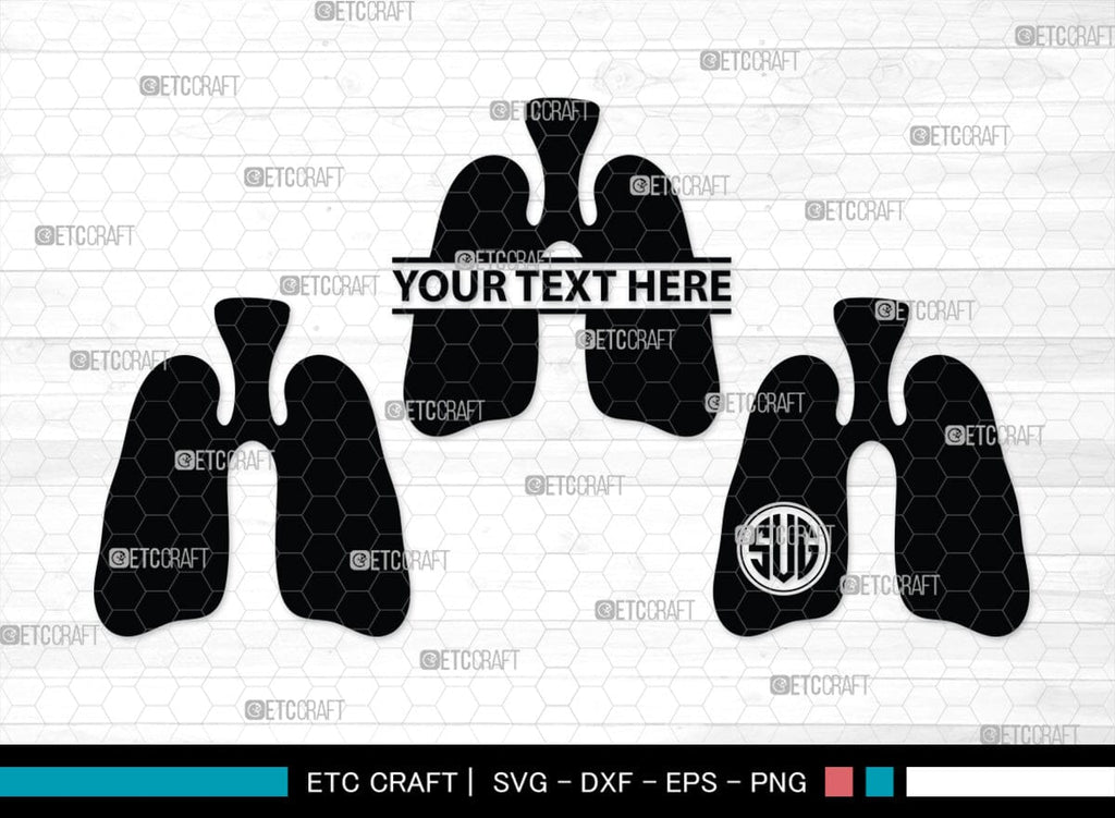 Human Lung Monogram, Human Lung Silhouette, Human Lung SVG, Lung Svg ...