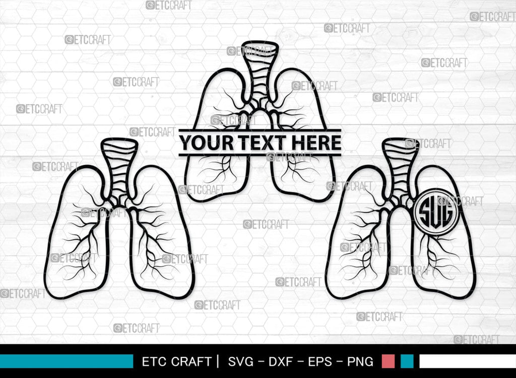 Human Lung Monogram, Human Lung Silhouette, Human Lung SVG, Lung Svg ...