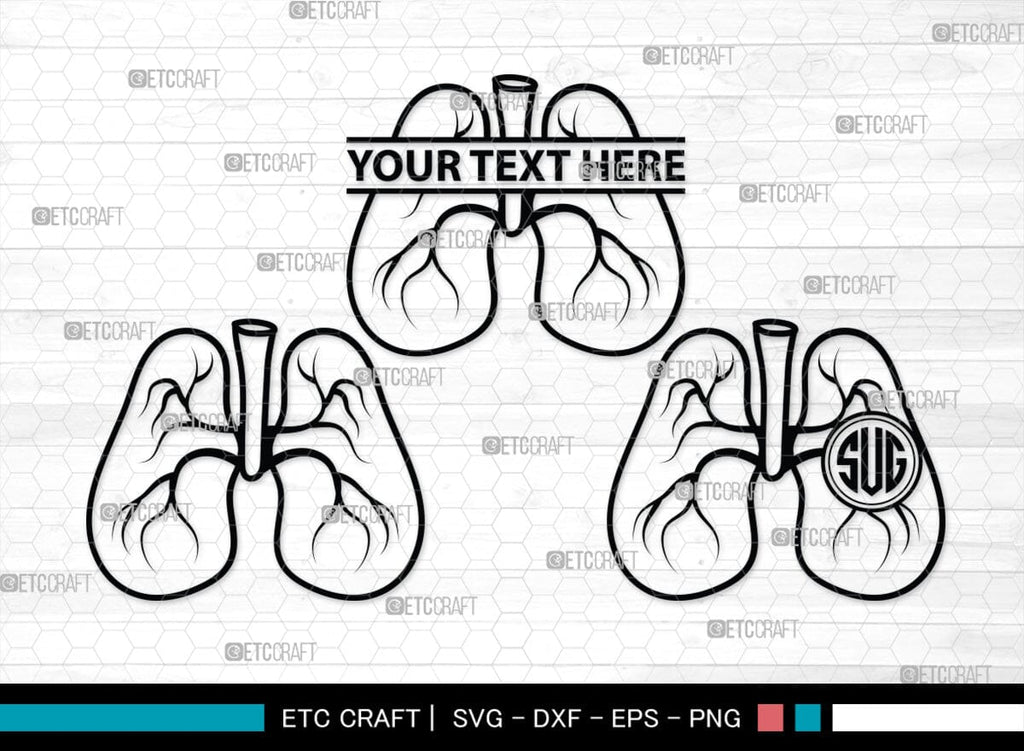 Human Lung Monogram, Human Lung Silhouette, Human Lung SVG, Lung Svg ...