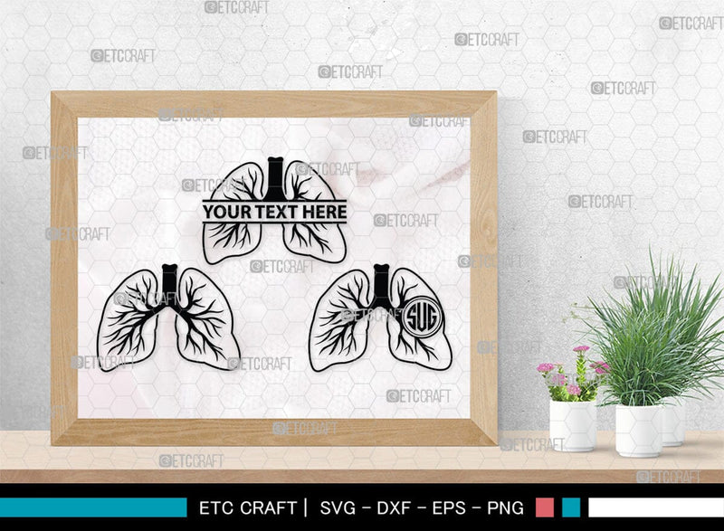 Human Lung Monogram, Human Lung Silhouette, Human Lung SVG, Lung Svg ...