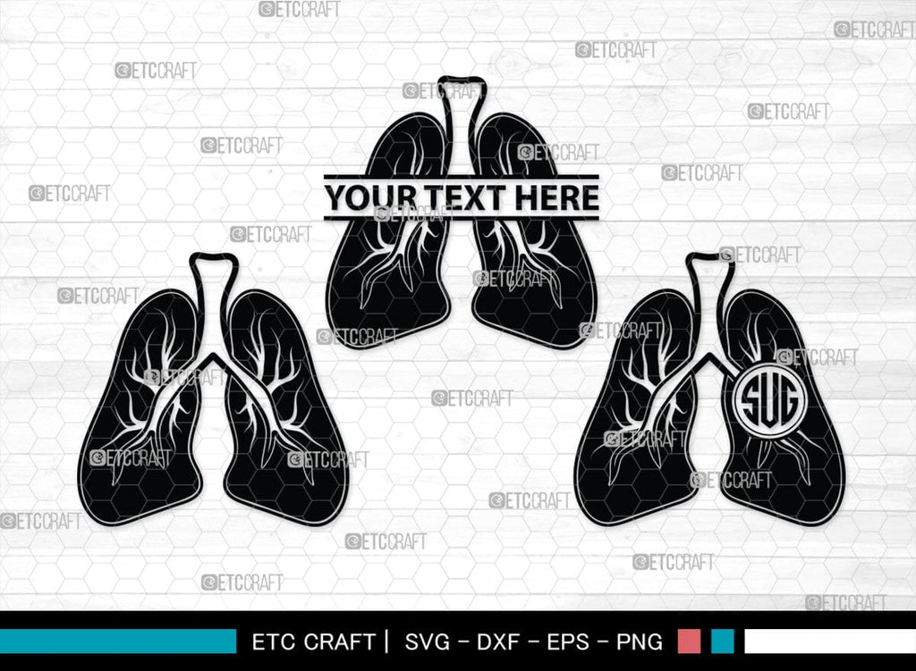 Human Lung Monogram, Human Lung Silhouette, Human Lung SVG, Lung Svg ...