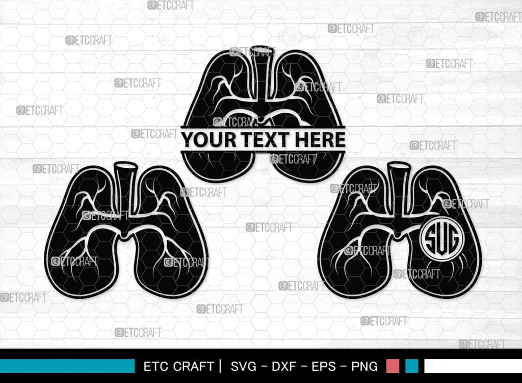 Human Lung Monogram, Human Lung Silhouette, Human Lung SVG, Lung Svg ...