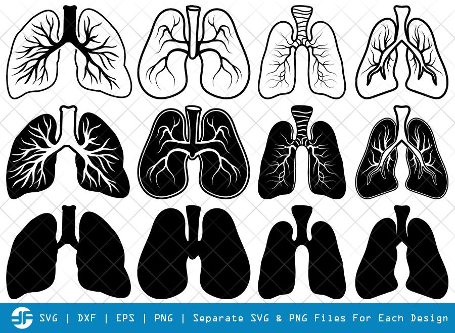 Human Lung SVG Cut Files | Human Lung Silhouette Bundle - So Fontsy