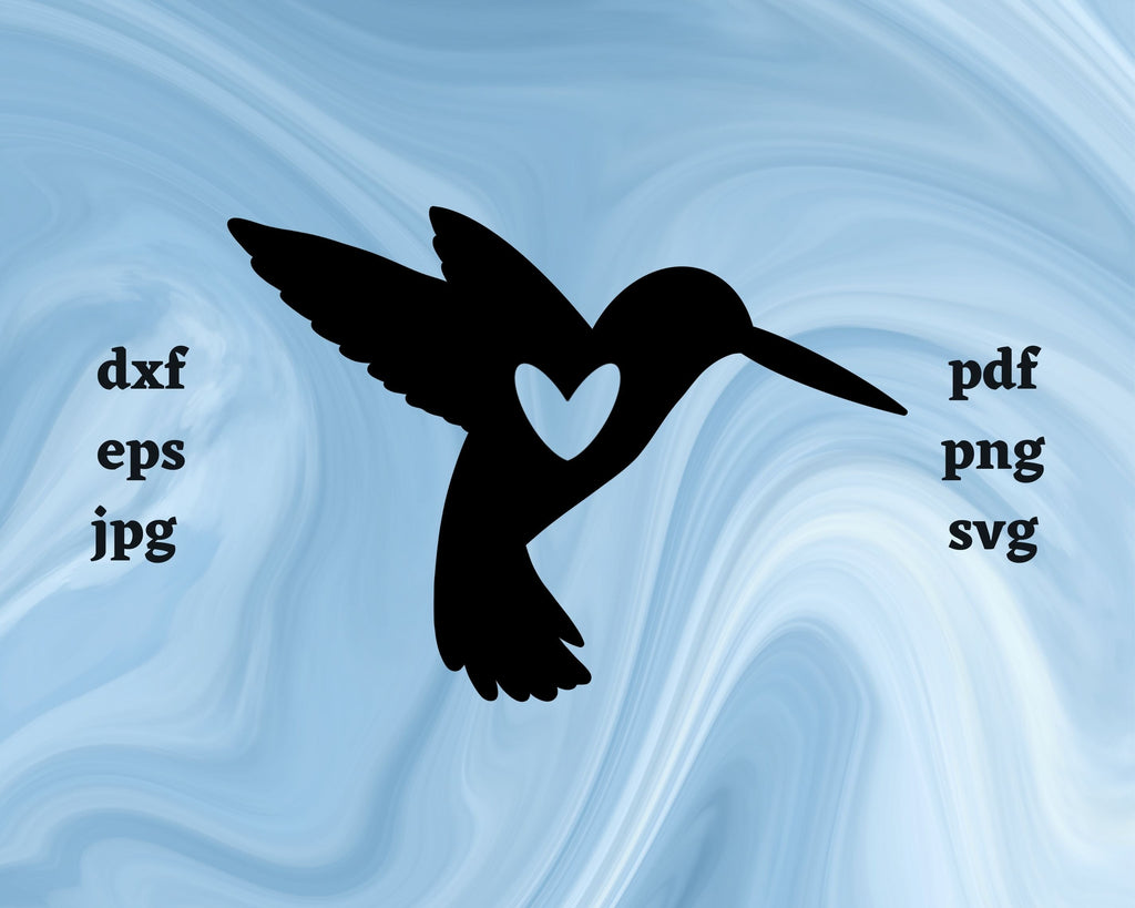 Hummingbird Heart SVG Cut File - So Fontsy