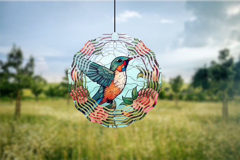 Hummingbird Wind Spinner Sublimation Designs Stained Glass - So Fontsy