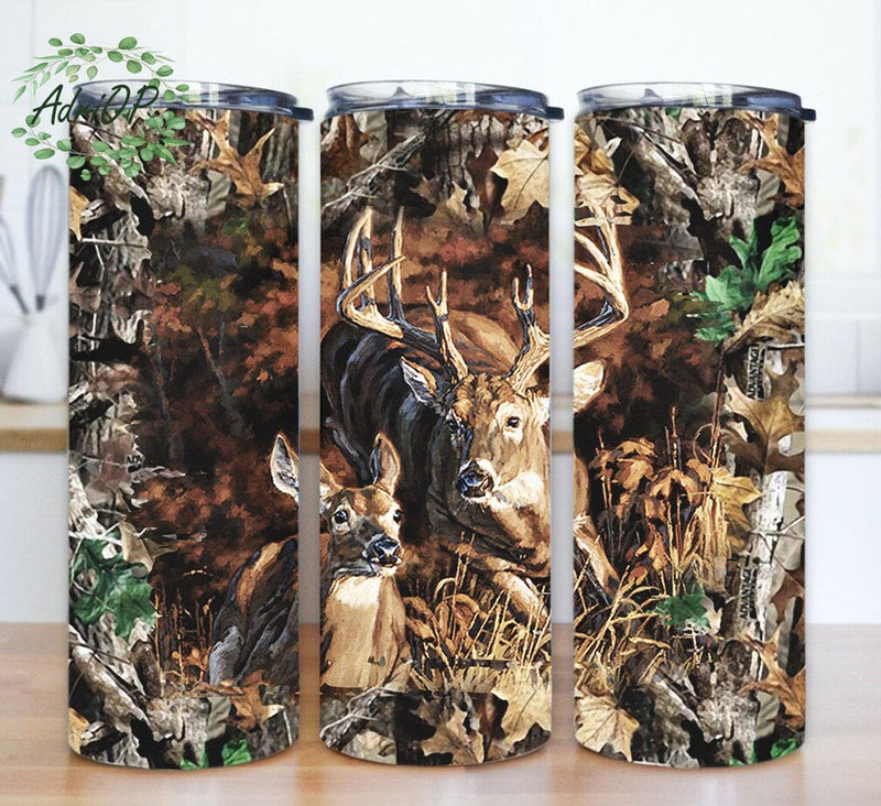 Hunting Deer In Forest Tumbler Png, Deer 20oz Skinny Tumbler, Hunting ...