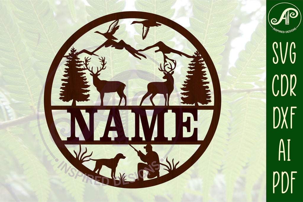 Hunting name sign svg laser cut template - So Fontsy