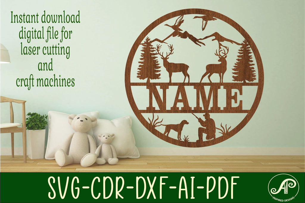 Hunting name sign svg laser cut template - So Fontsy