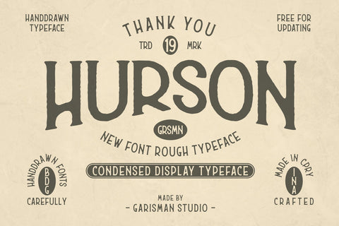 Hurson - Vintage Rough Typeface - So Fontsy