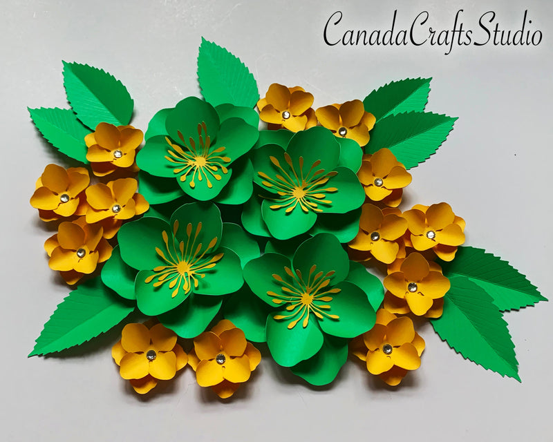 Hydrangea Paper Flower Template + Center+Leaf - So Fontsy