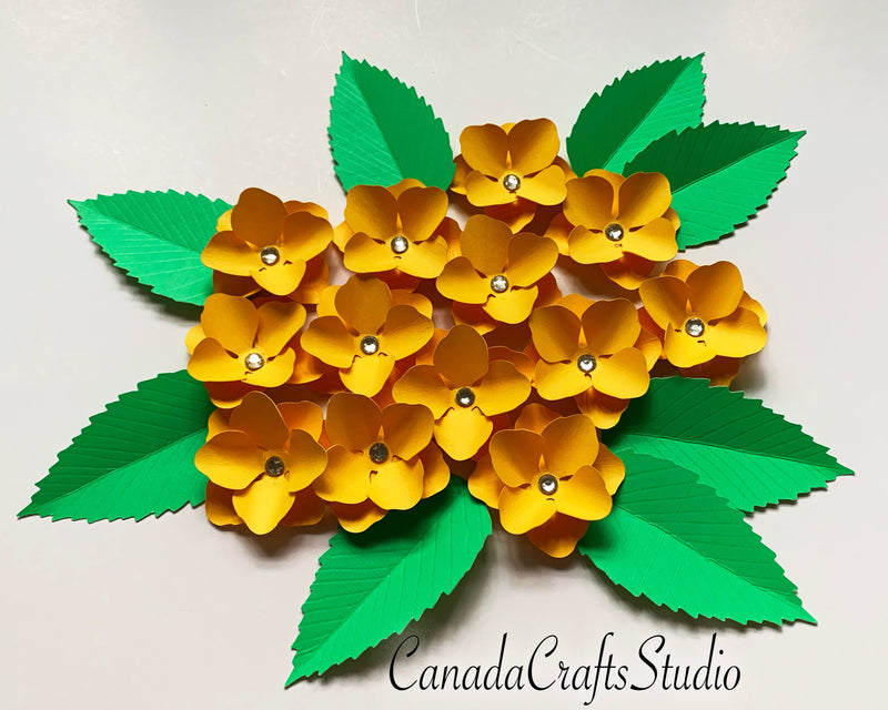Hydrangea Paper Flower Template + Center+Leaf - So Fontsy