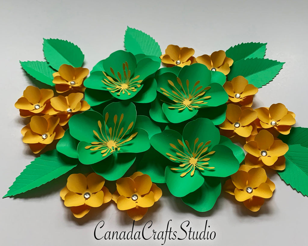 Hydrangea Paper Flower Template + Center+Leaf - So Fontsy