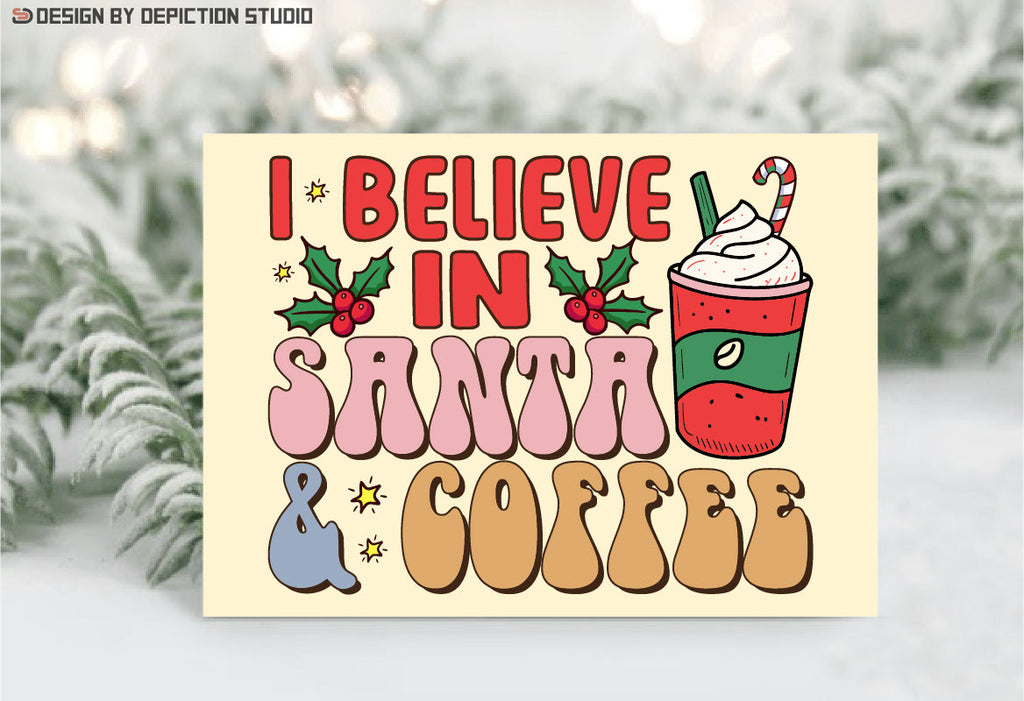 I Believe In Santa And Coffee Sublimation, Christmas Coffee Shirt ...