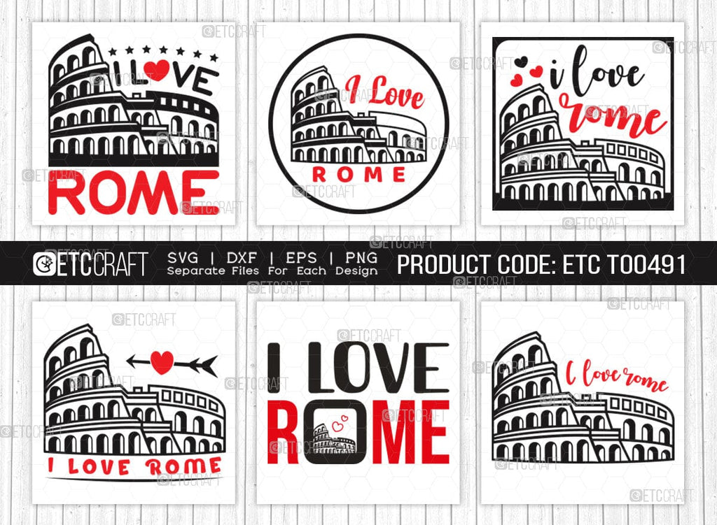 I Love Rome SVG Bundle, Rome City Svg, Italy Stamp Svg, Europe Capital ...