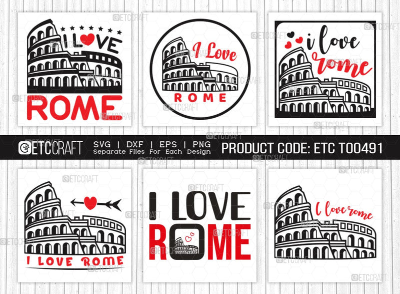 I Love Rome SVG Bundle, Rome City Svg, Italy Stamp Svg, Europe Capital ...