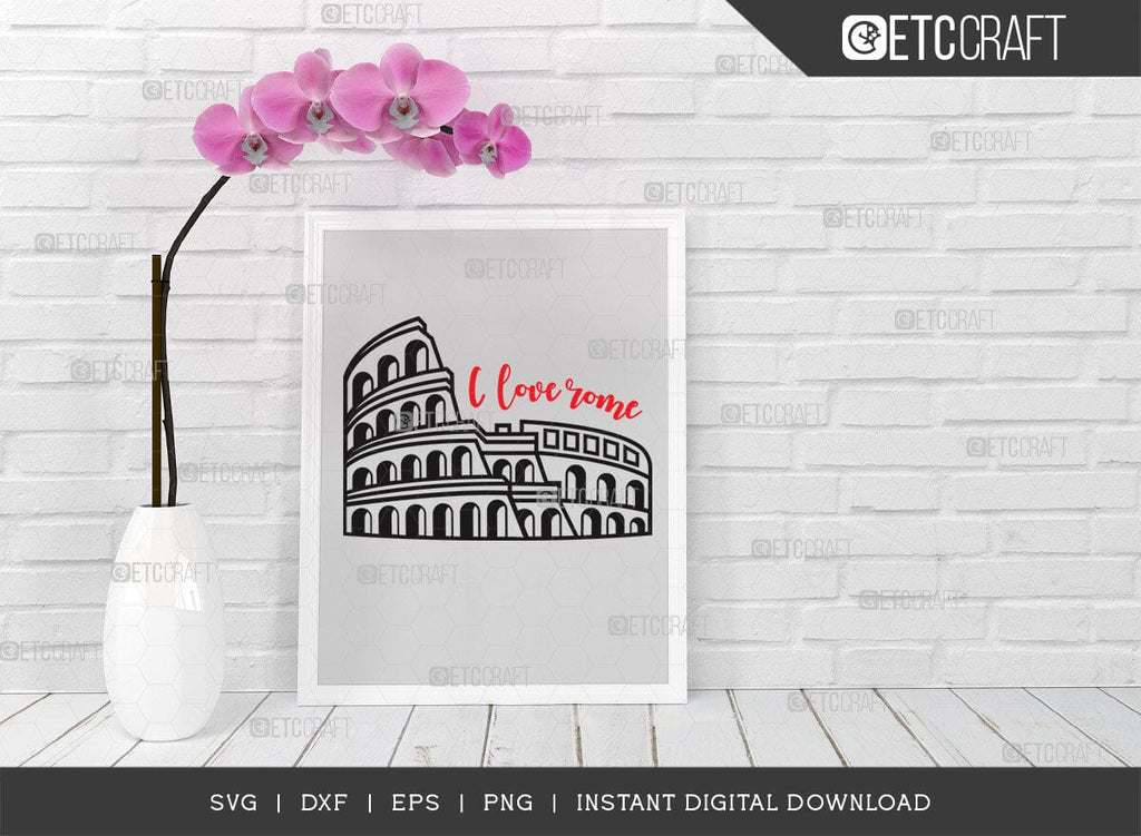 I Love Rome SVG Cut File, Rome City Svg, Italy Stamp Svg, Europe ...