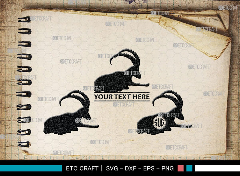 Ibex Monogram, Ibex Silhouette, Ibex SVG, Ibex Gazelle Svg, Ibex Head ...