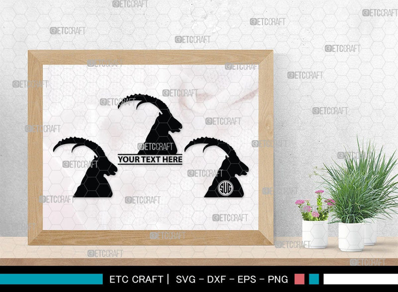 Ibex Monogram, Ibex Silhouette, Ibex SVG, Ibex Gazelle Svg, Ibex Head ...