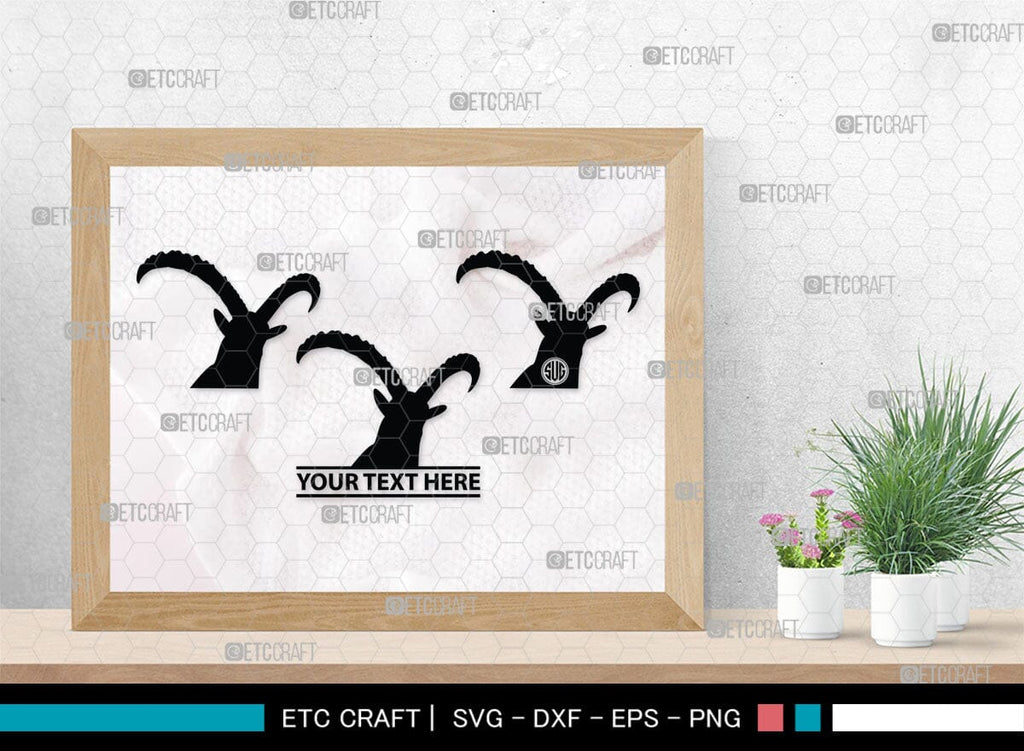 Ibex Monogram, Ibex Silhouette, Ibex SVG, Ibex Gazelle Svg, Ibex Head ...