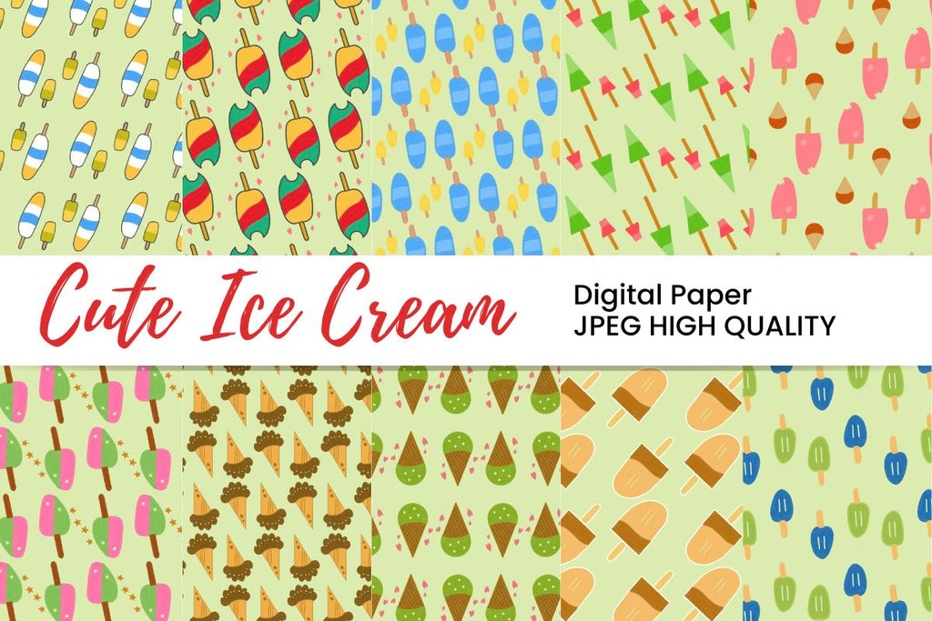 Ice Cream Digital Paper Bundle - So Fontsy