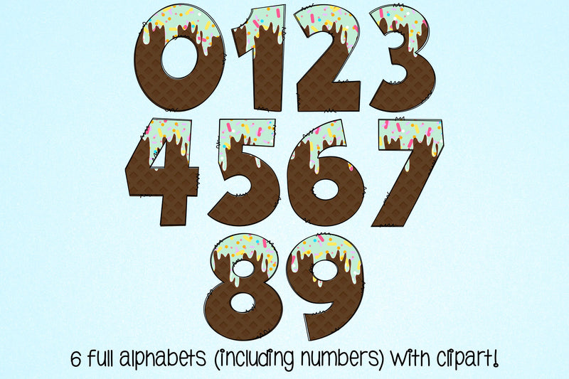 Ice Cream Doodle Letters PNG, Dessert With Sprinkles Alpha Bundle - So ...