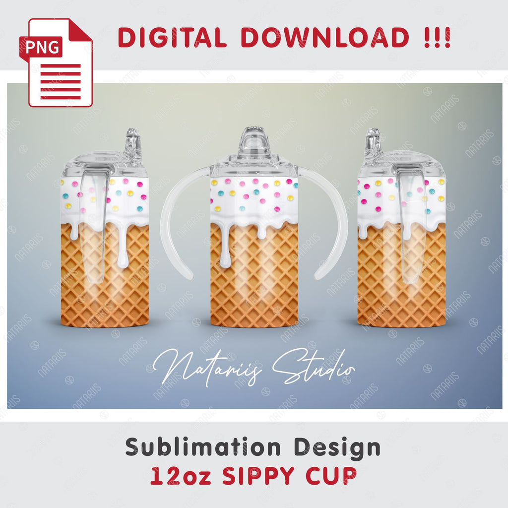 Ice Cream Seamless Sublimation Design - 12 oz SIPPY CUP - So Fontsy