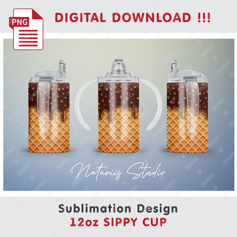 Ice Cream Seamless Sublimation Design - 12 oz SIPPY CUP - So Fontsy