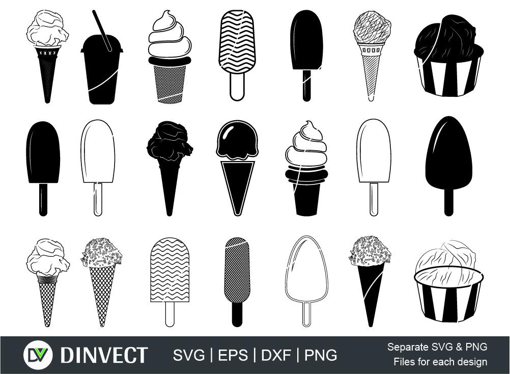 Ice cream SVG, Frozen yogurt SVG, Sorbet, Gelato, Clipart, Silhouette ...