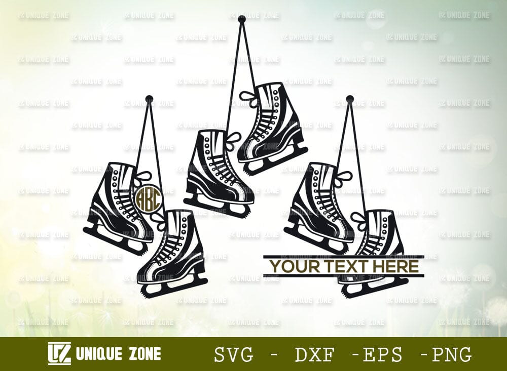 Ice Skates Monogram Svg Cut File, Winter Svg, Winter Sports Svg, Ice ...