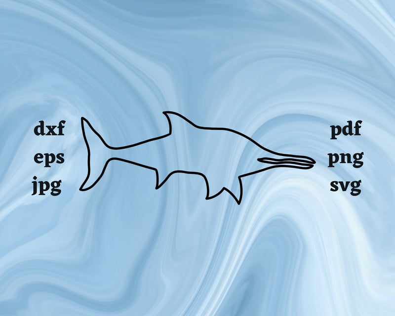 Ichthyosaurus Outline SVG Cut File - So Fontsy