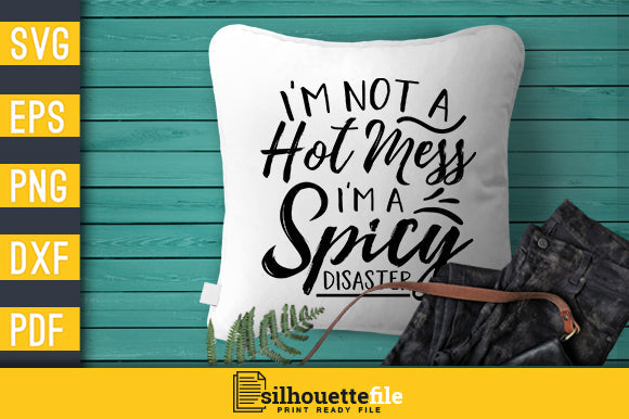 I'm Not a Hot Mess I'm a Spicy Disaster Graphic Svg - So Fontsy