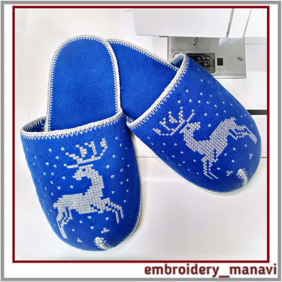 In the hoop Home slippers machine embroidery design. - So Fontsy