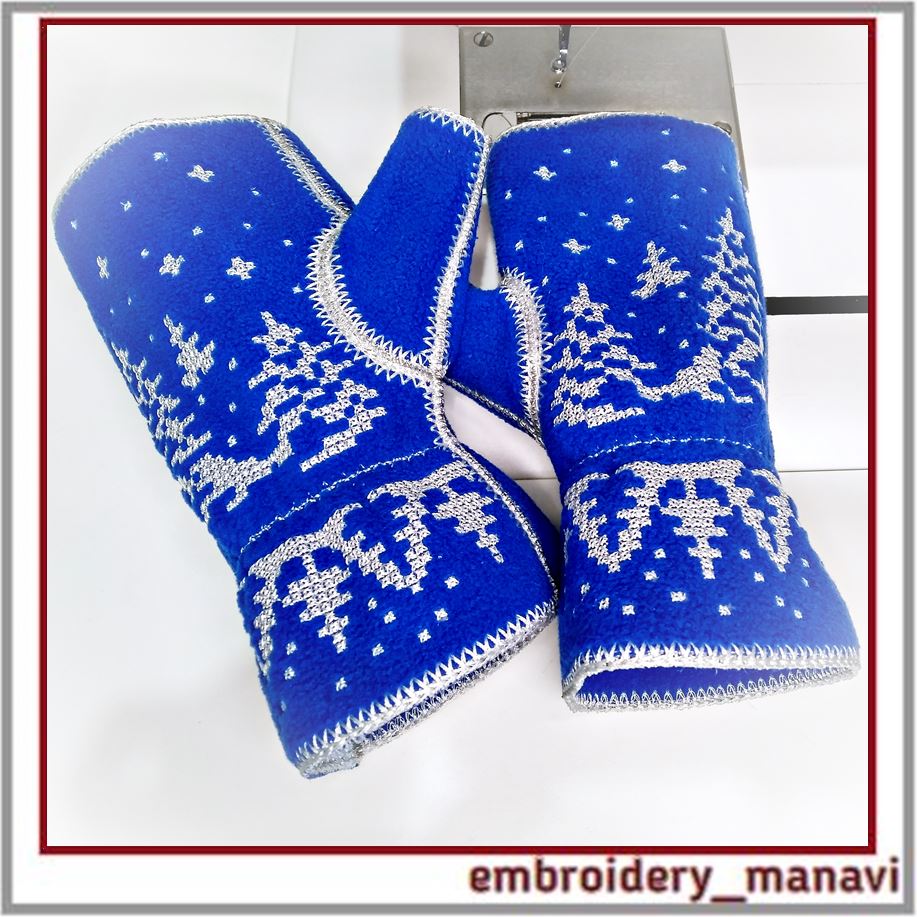 In the hoop machine embroidery bundle of hat mittens. - So Fontsy