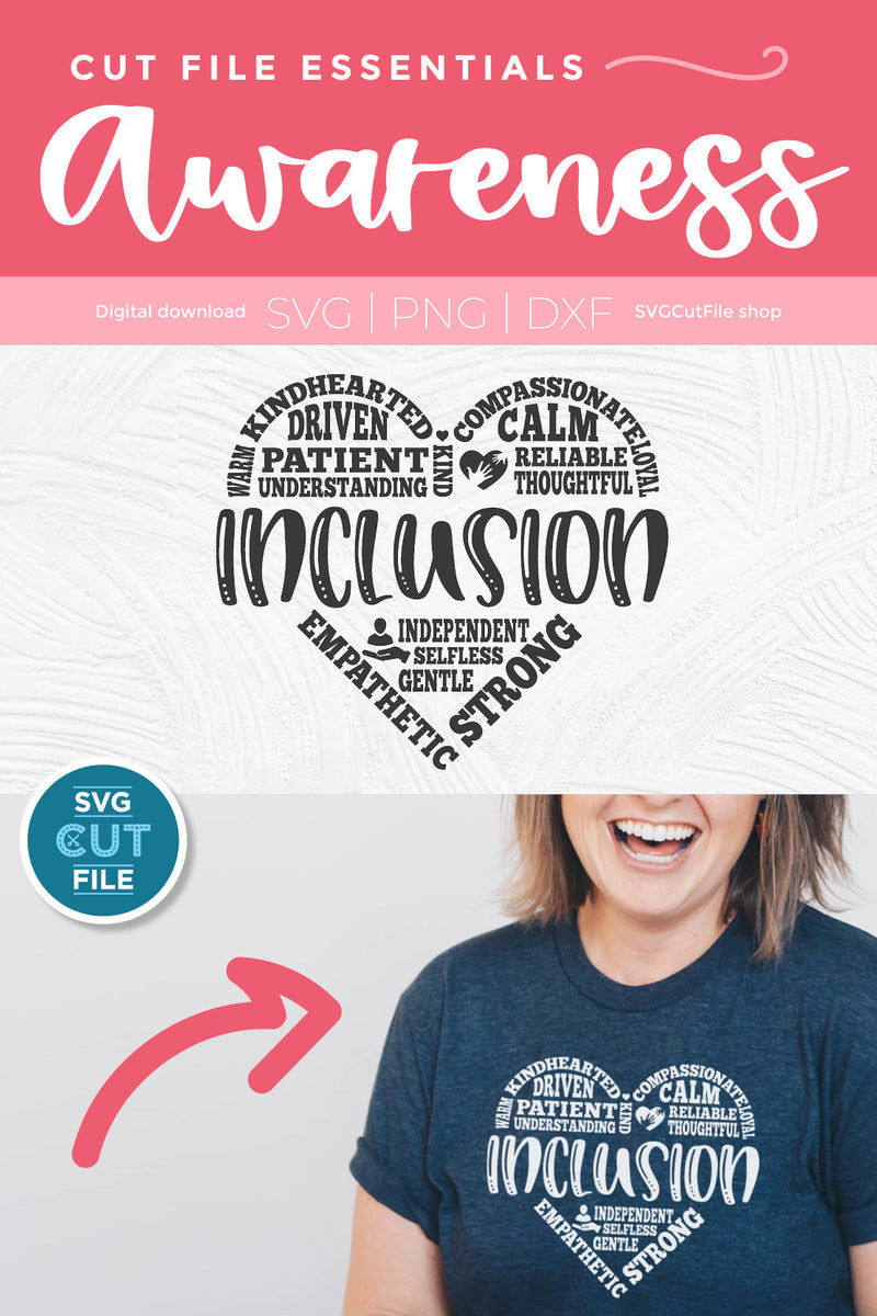 Inclusion svg subway art design for Cricut - So Fontsy