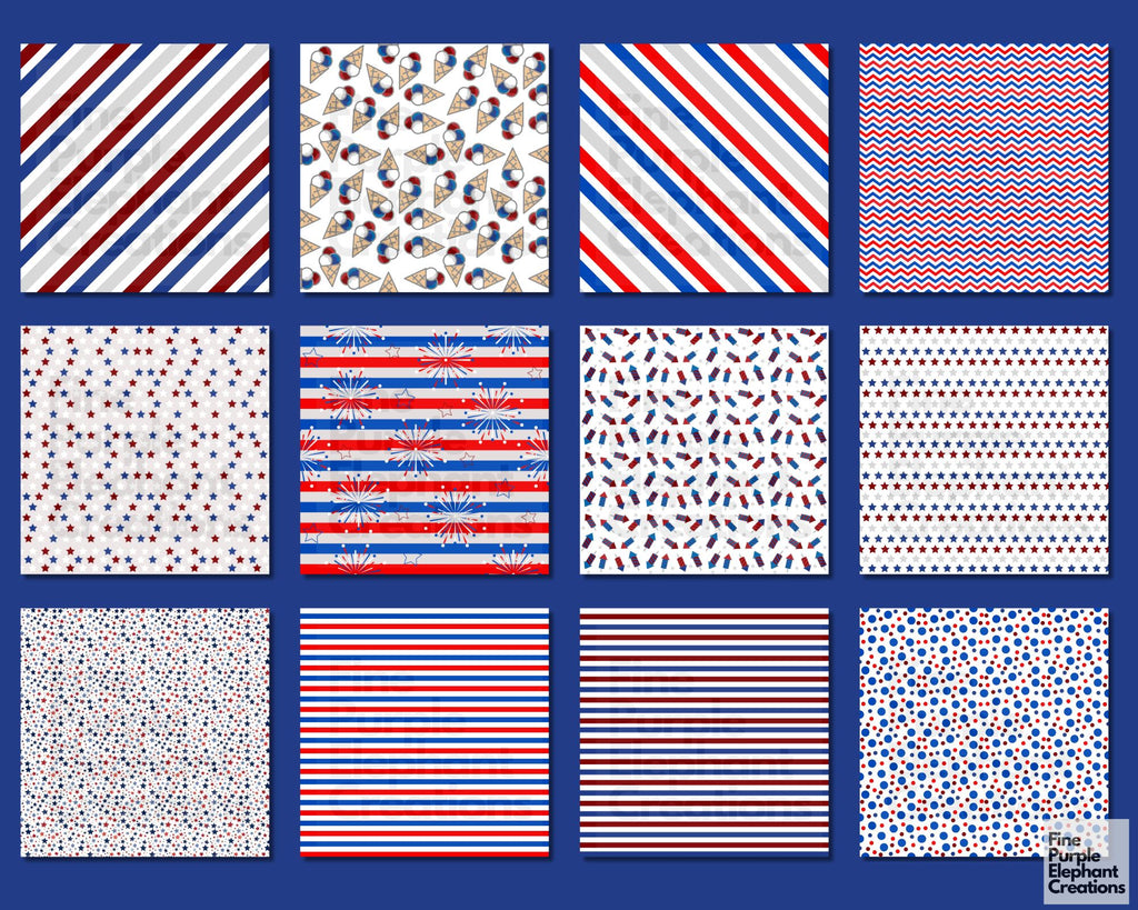 Independence Day Digital Paper | 4th of July Scrapbook - So Fontsy