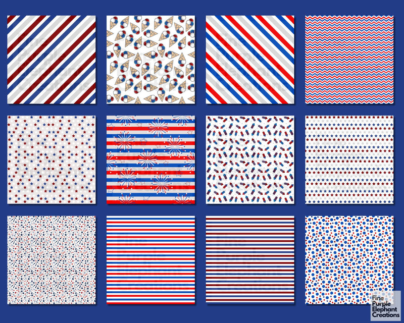 Independence Day Digital Paper | 4th of July Scrapbook - So Fontsy