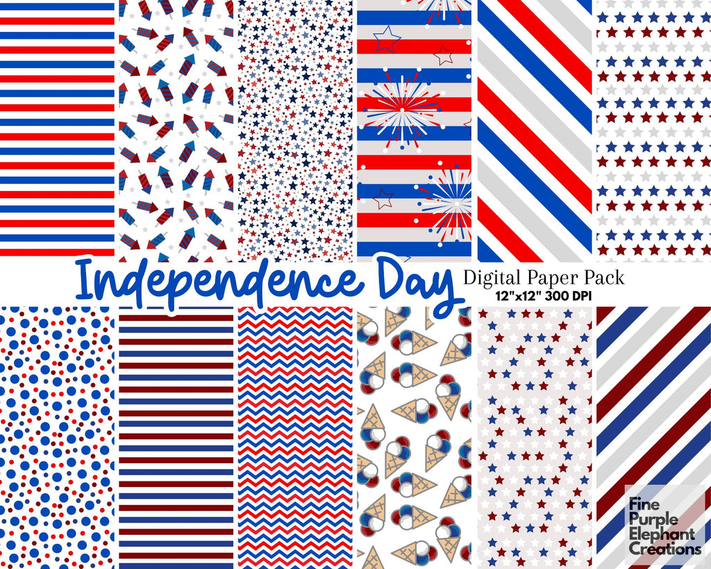 Independence Day Digital Paper | 4th of July Scrapbook - So Fontsy