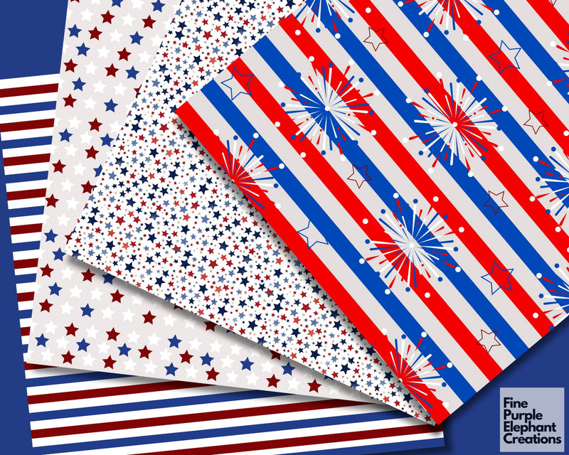 Independence Day Digital Paper | 4th of July Scrapbook - So Fontsy