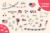 Independence Day | USA Doodle Clipart Elements | July 4 Cards - So Fontsy