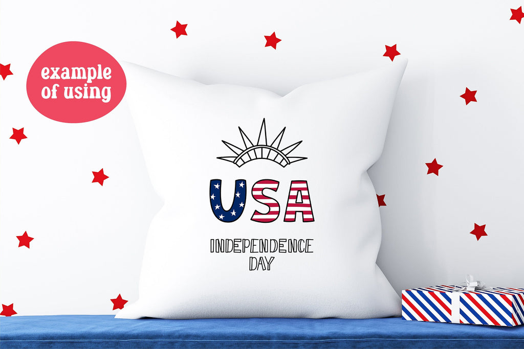 Independence Day | USA Doodle Clipart Elements | July 4 Cards - So Fontsy