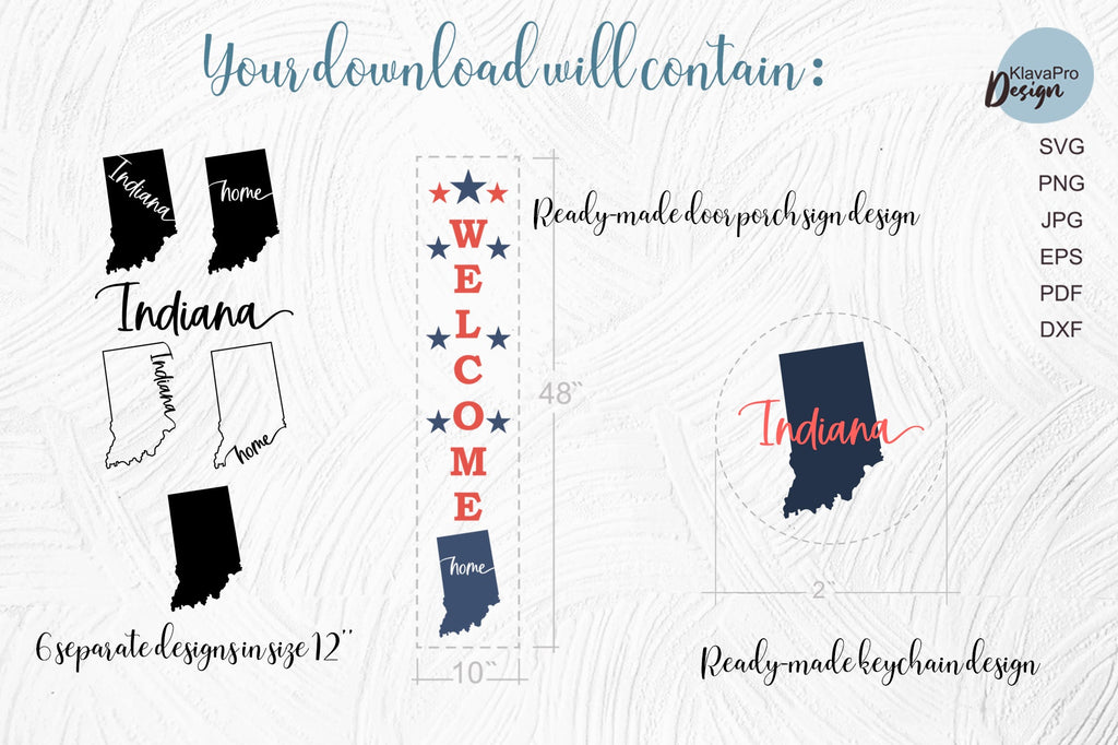 Indiana State SVG. Keychain and Door Porch sign Templates - So Fontsy