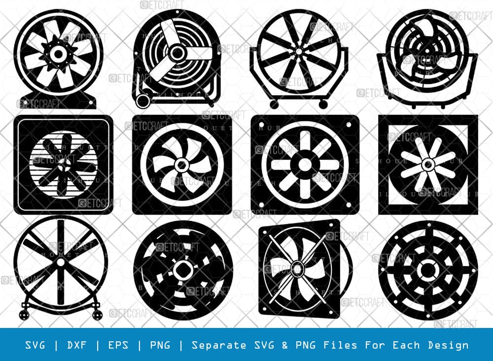 Industrial Fan Silhouette, Industrial Fan SVG, Ventilation Fan Svg ...