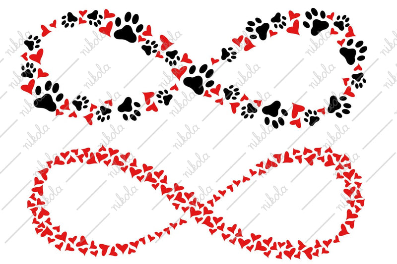 Infinity Symbol Clipart, Love, Hearts, Paw, SVG, PNG, EPS, PDF, DXF ...