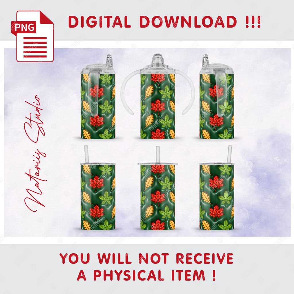 Inflated 3D Puffy Fall Pattern - 12 oz SIPPY CUP - So Fontsy