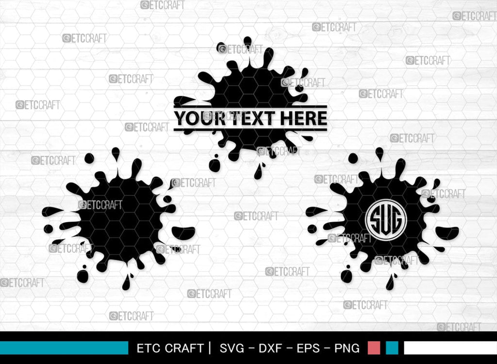 Ink Splatter Monogram, Ink Splatter Silhouette, Ink Splatter SVG, Paint ...