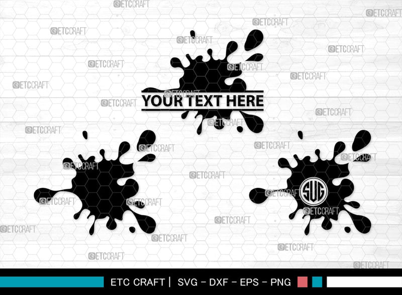 Ink Splatter Monogram, Ink Splatter Silhouette, Ink Splatter SVG, Paint ...
