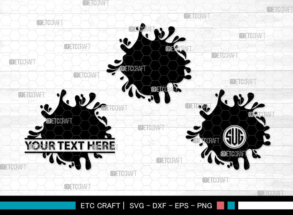 Ink Splatter Monogram, Ink Splatter Silhouette, Ink Splatter SVG, Paint ...